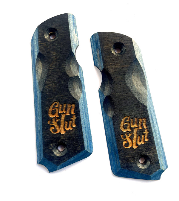 NEW!! "GUNSLUT" 45-STYLE Grips Black to BLUE CONTRAST - CK Fight Life