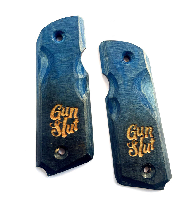 NEW!! "GUNSLUT" 45-STYLE Grips Black to BLUE FADE - CK Fight Life